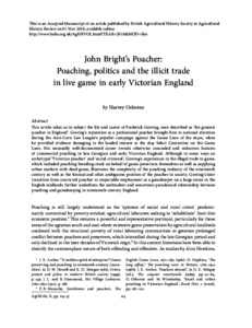John Bright’s poacher: poaching, politics and the illicit trade in live ...